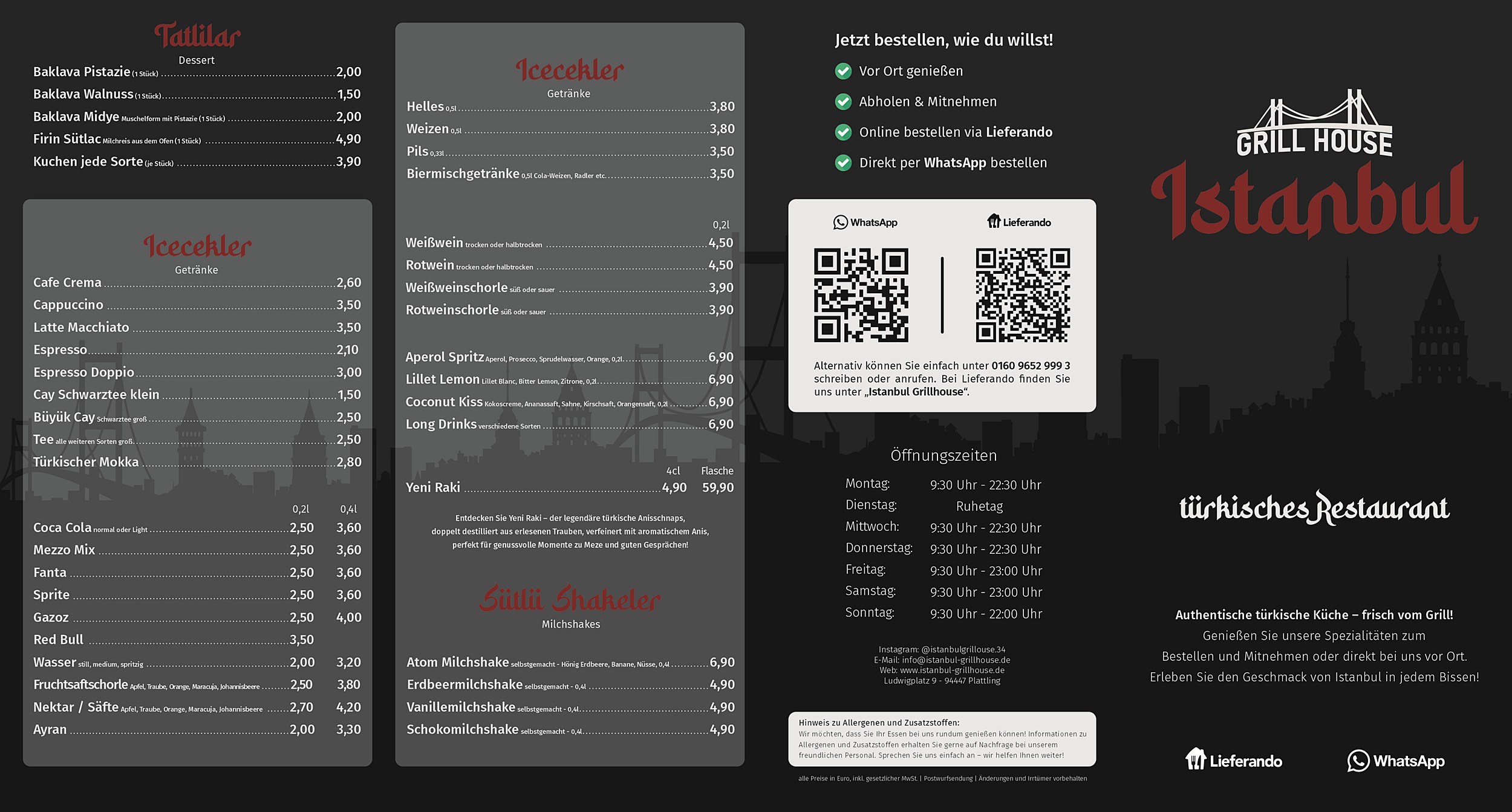 Speisekarte - Istanbul Grillhouse